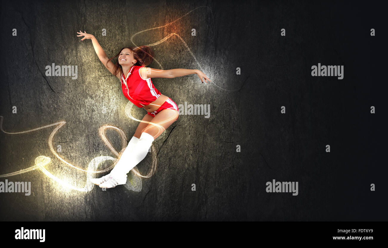 Young woman dancer illustration. With lights effect Stock Photo - Alamy