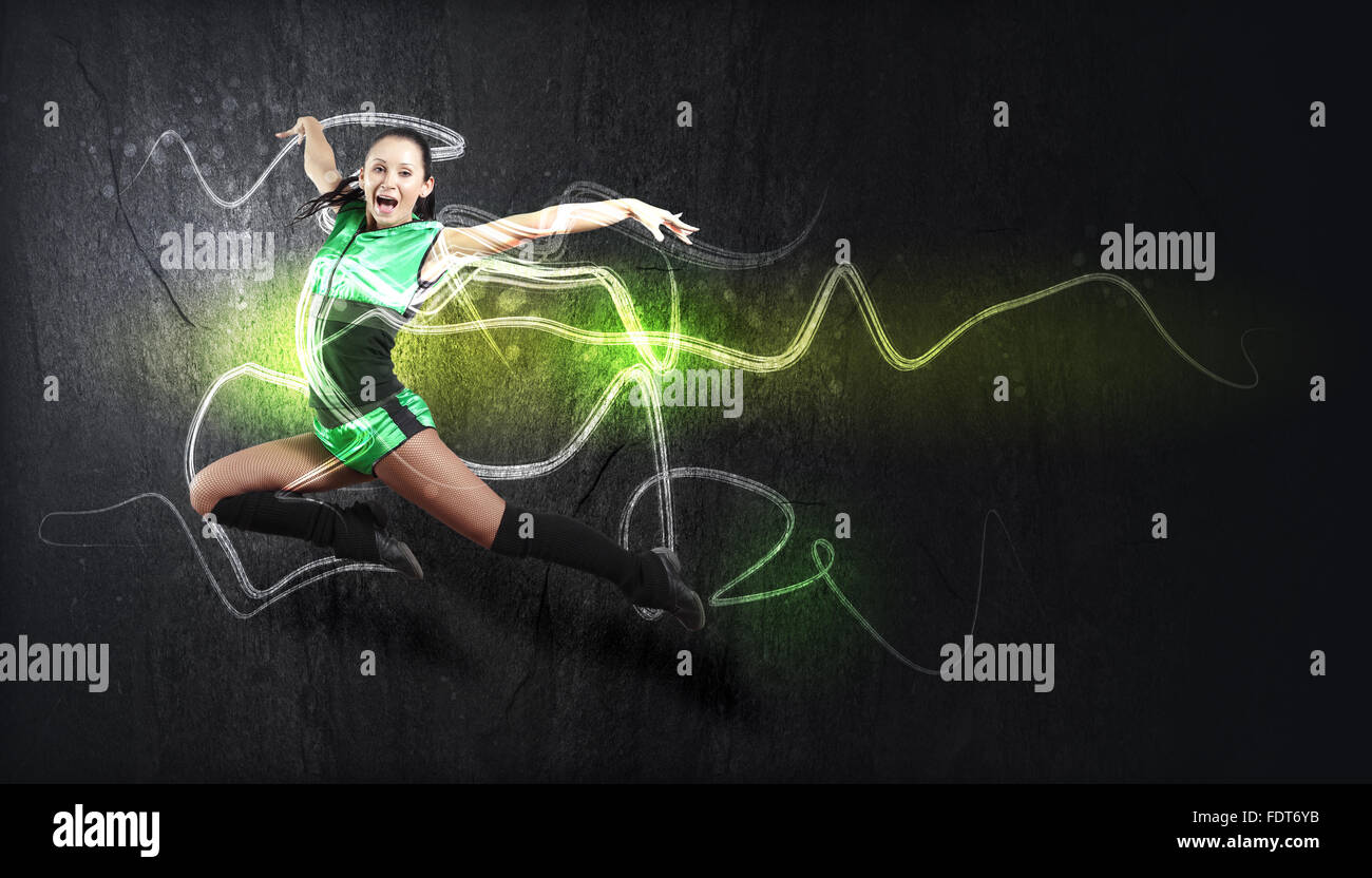 Young woman dancer illustration. With lights effect Stock Photo - Alamy