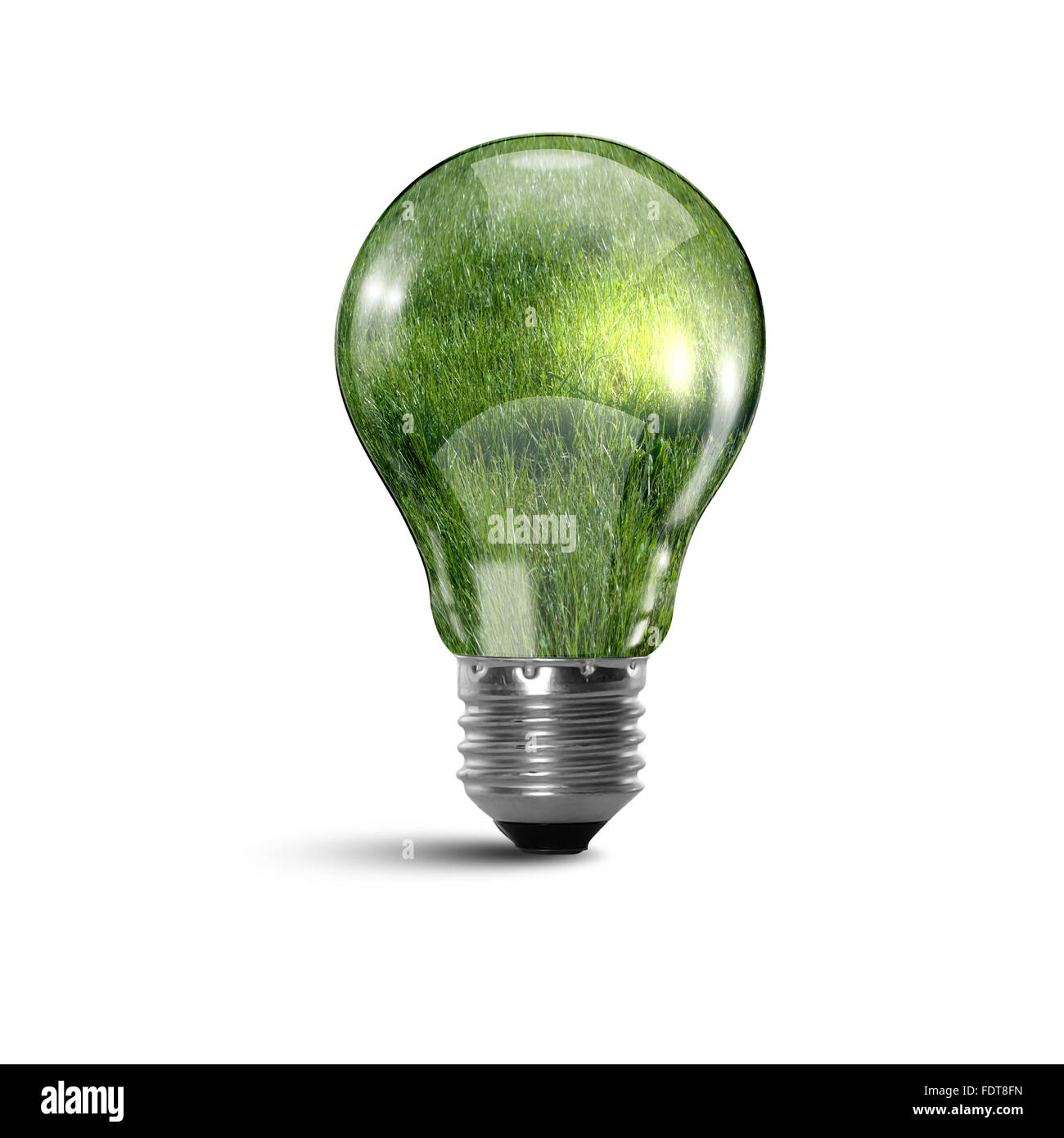 Illustration of an electric light bulb with clean and safe nature ...