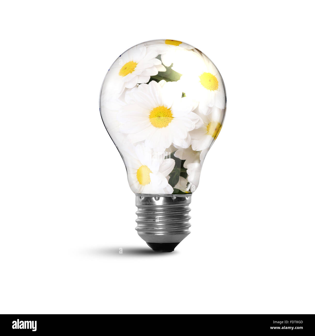 Illustration of an electric light bulb with clean and safe nature ...