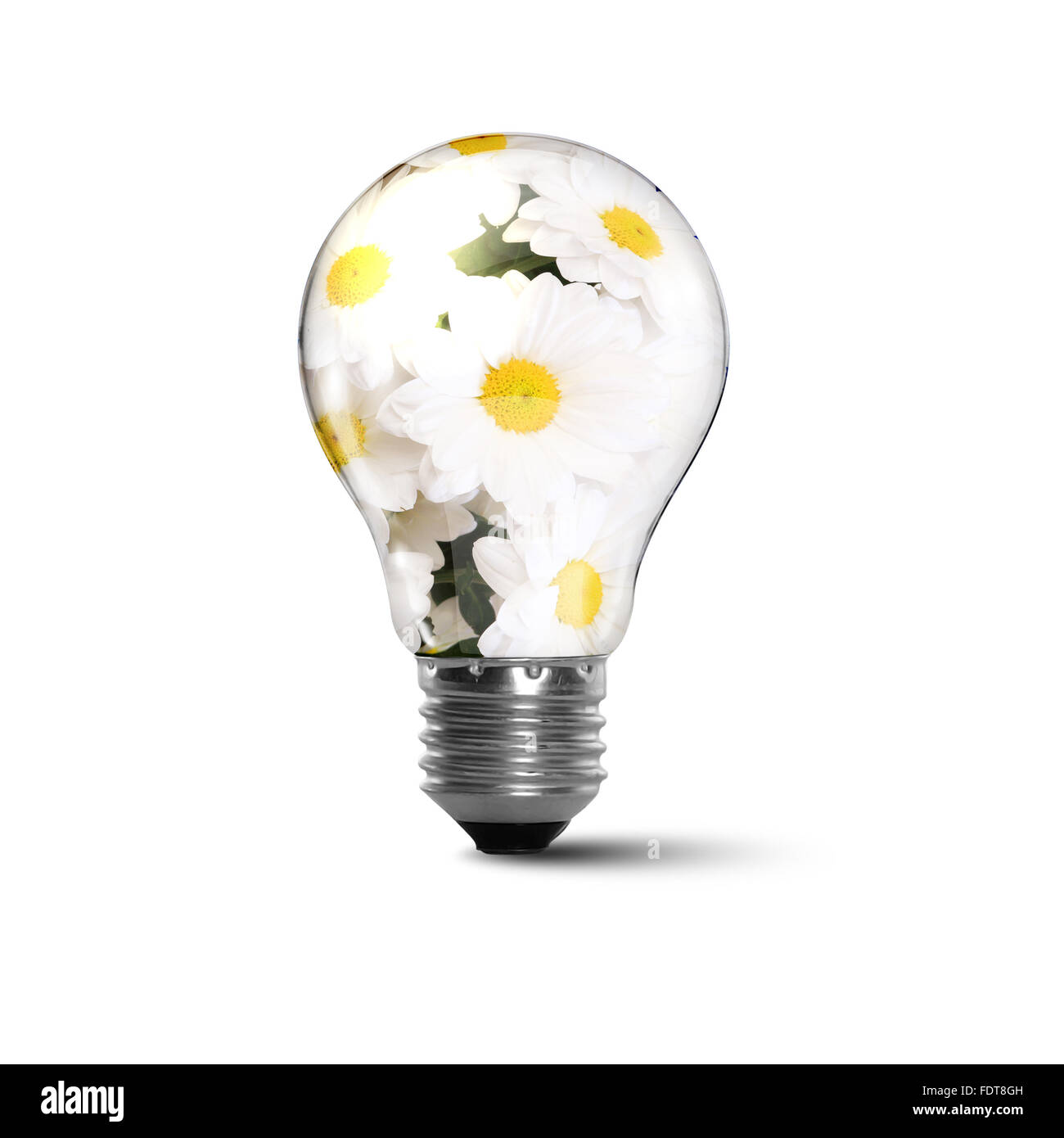 Illustration of an electric light bulb with clean and safe nature ...
