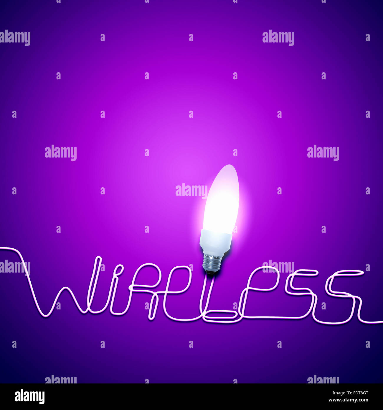 Electric bulb and word wireless. Conceptual illustration Stock Photo ...