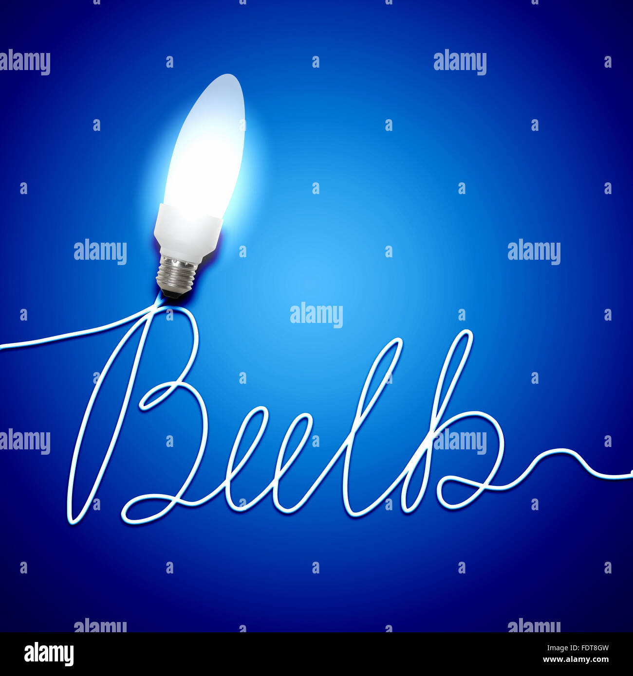 Illustration of an electric light bulb with a word Bulb. Conceptual ...