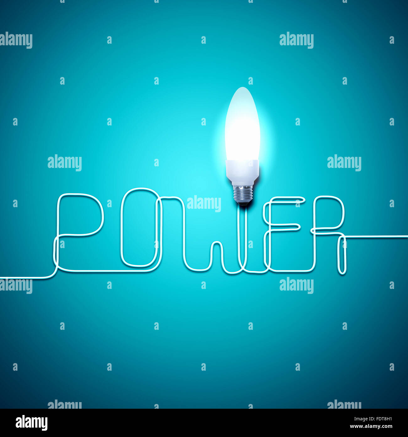 Illustration of an electric light bulb with word Power. Conceptual ...