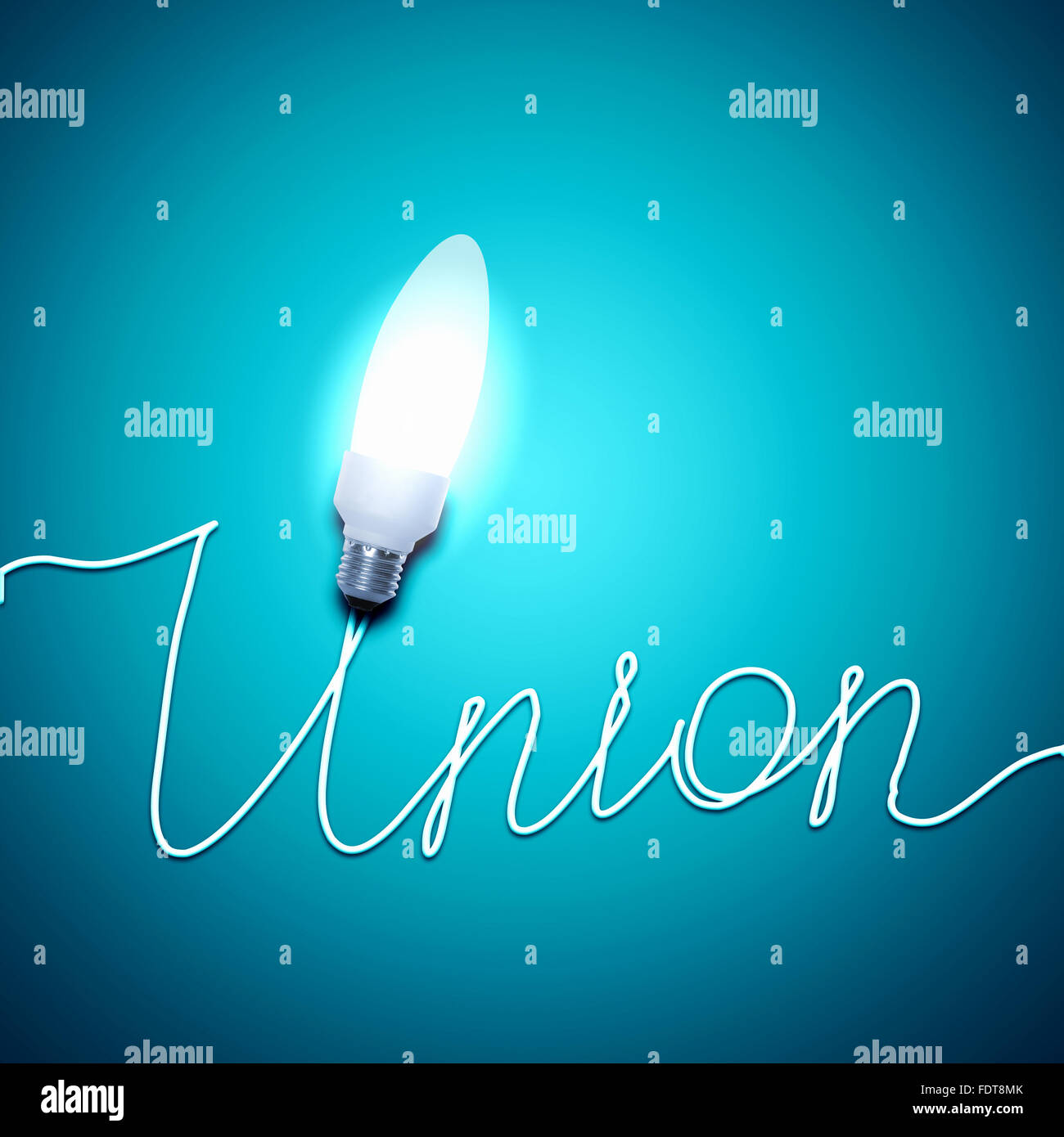 Illustration of a light bulb with word Union Stock Photo - Alamy