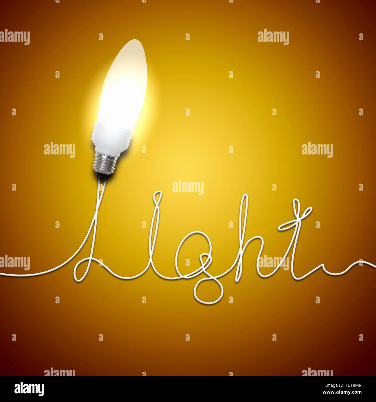 Illustration of an electric light bulb with a word Light. Conceptual ...