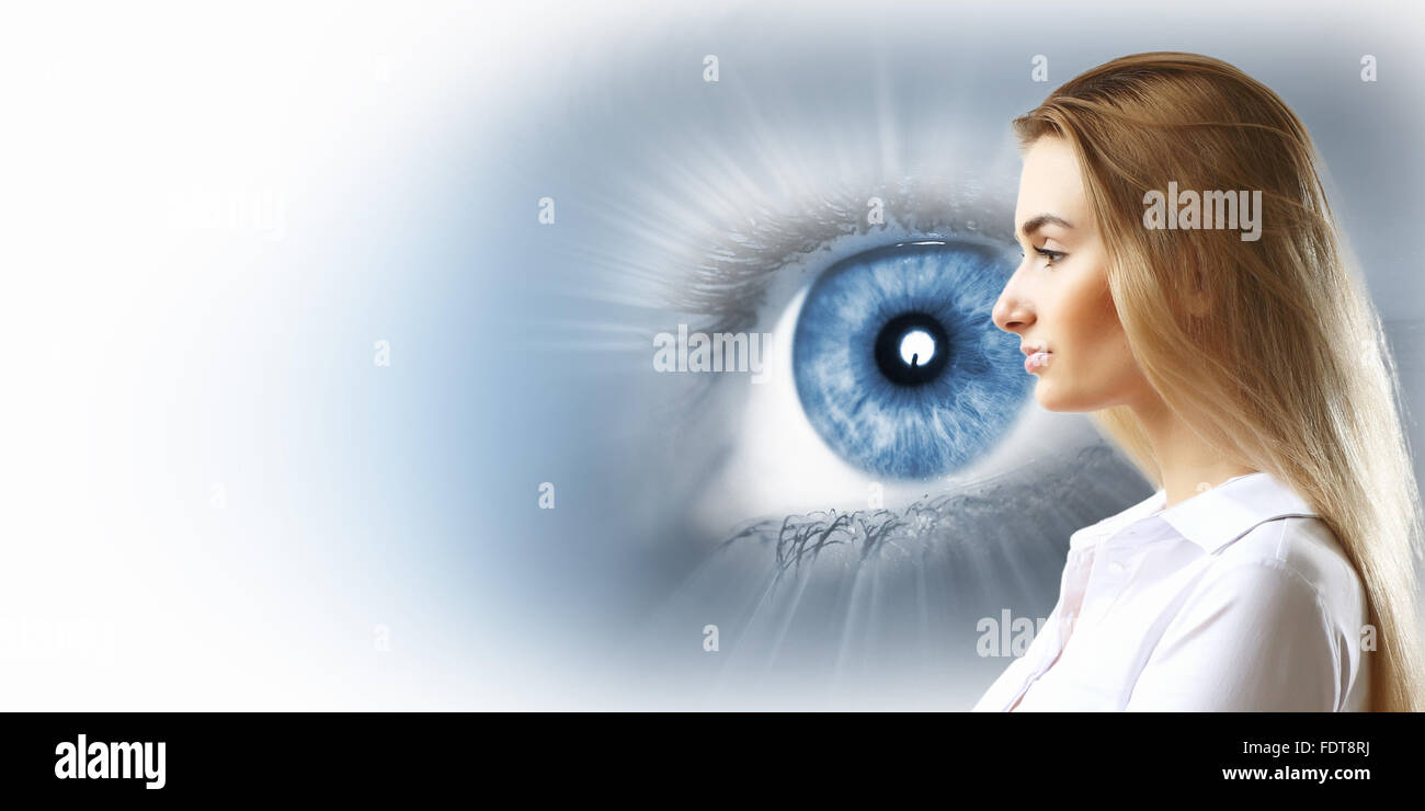 Human eye on white background Stock Photo - Alamy