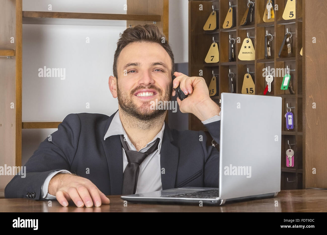 Computer telephone desk office hotel hi-res stock photography and ...