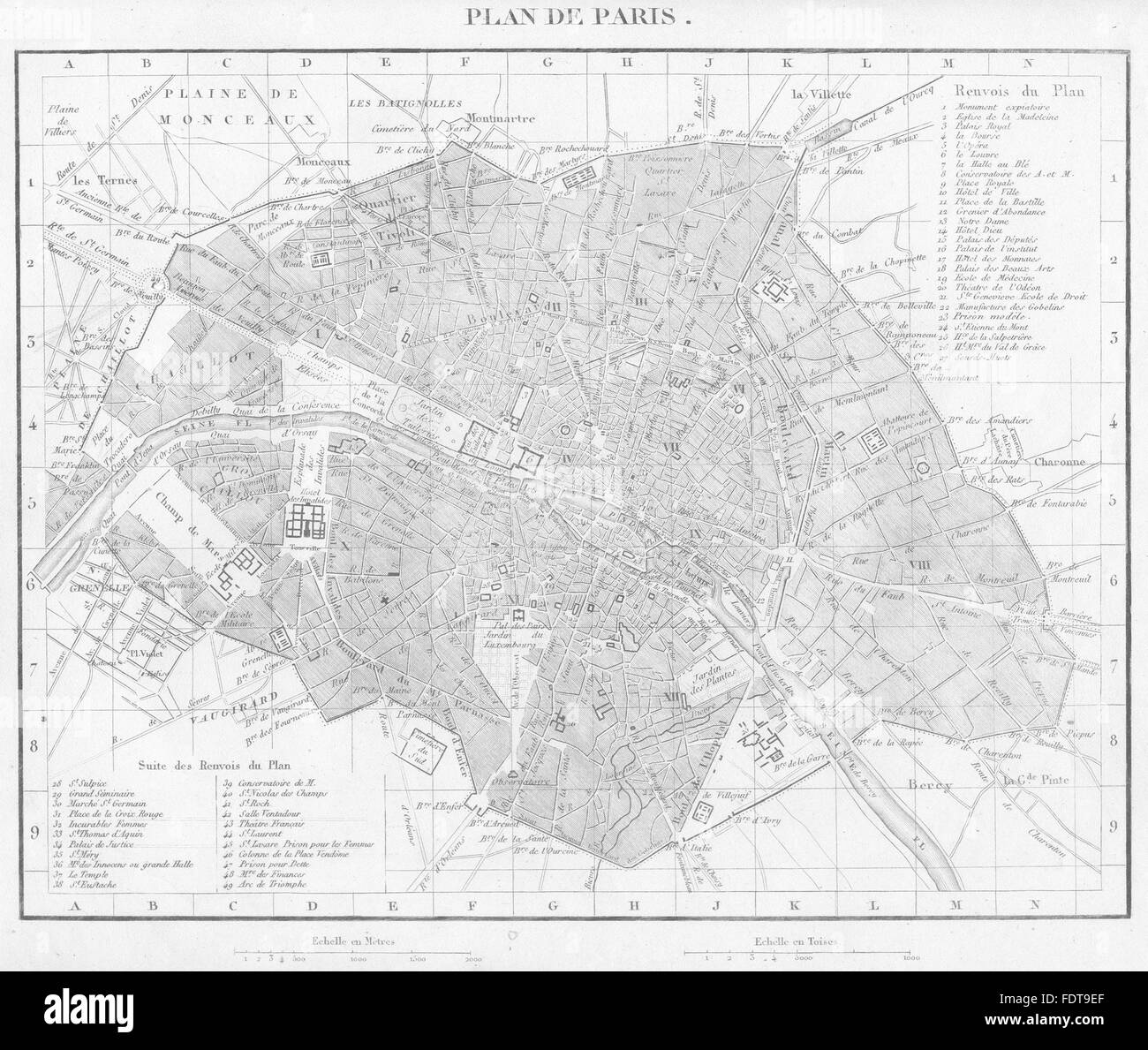 Paris map 19th century hi-res stock photography and images - Alamy