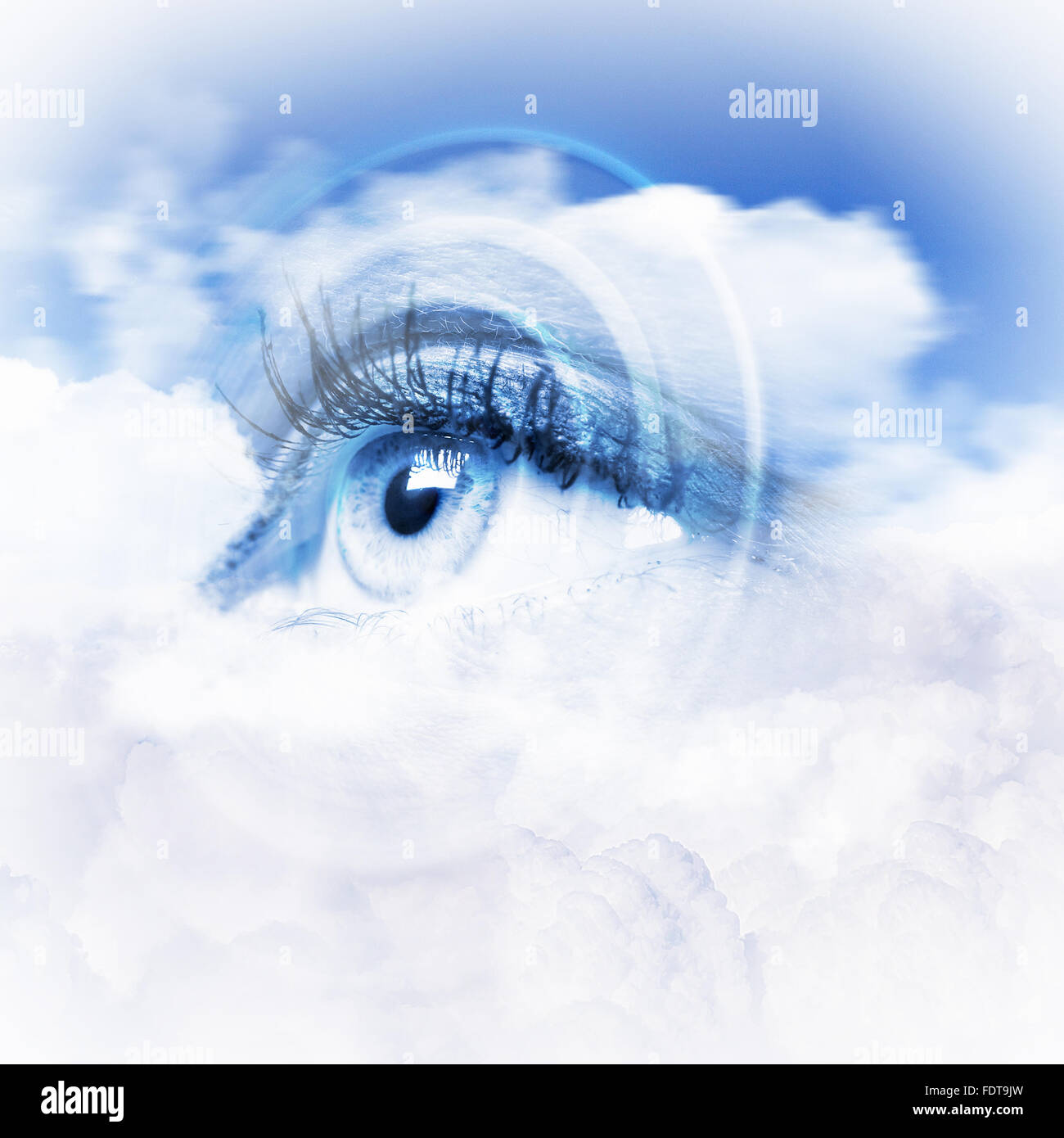 Conceptual illustration of eye overlooking water scenic Stock Photo - Alamy