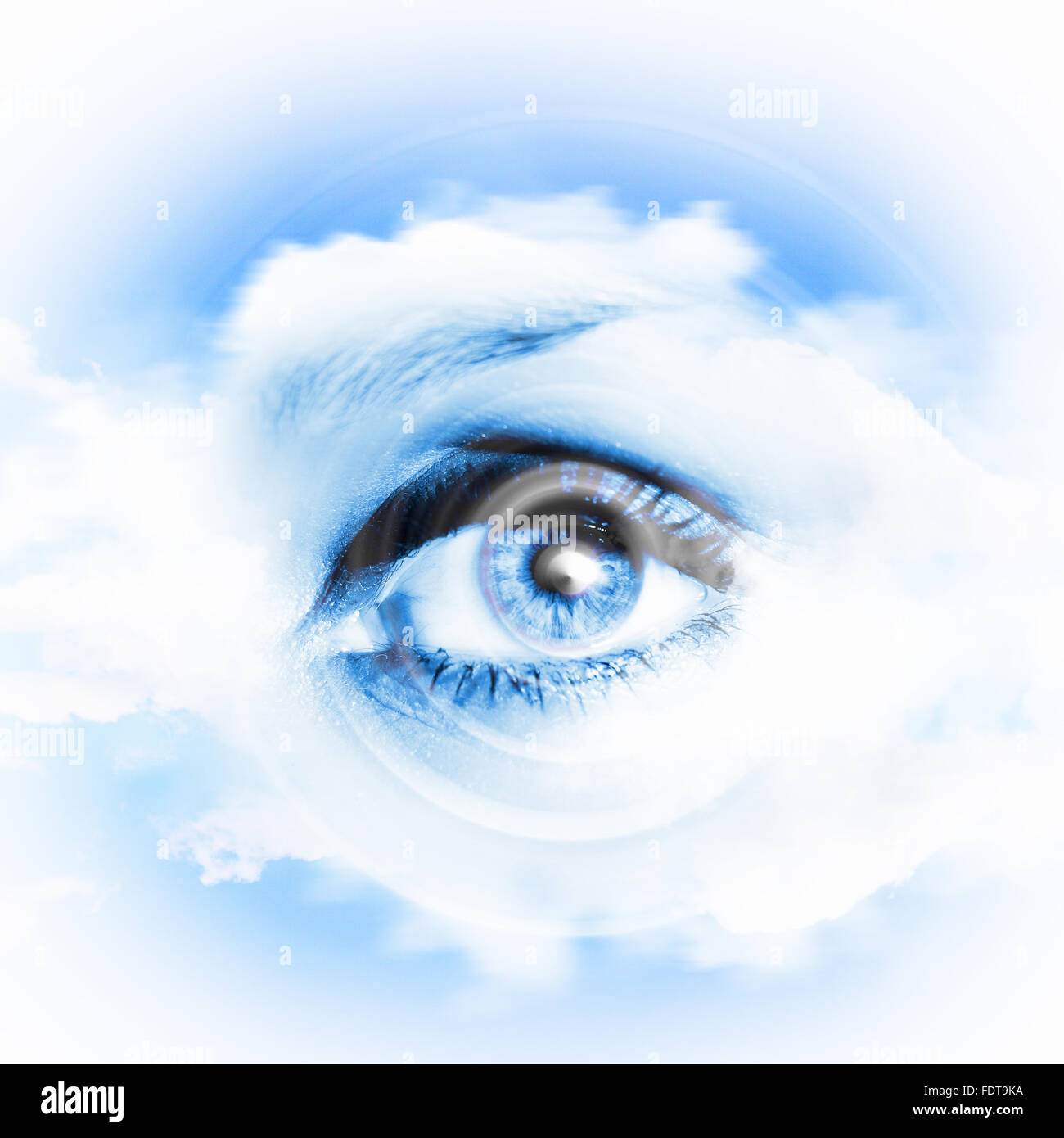 Conceptual illustration of eye overlooking water scenic Stock Photo - Alamy