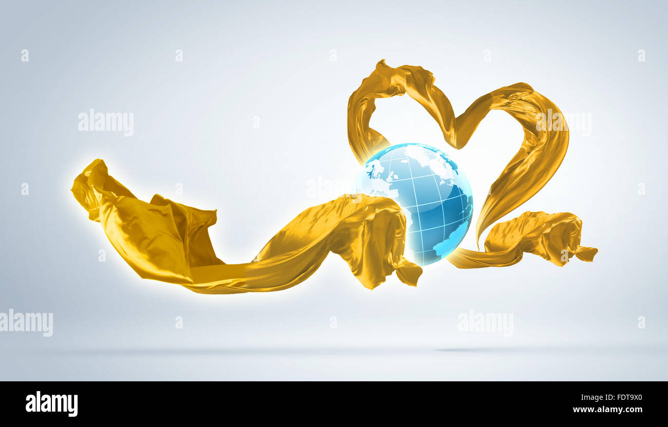 World within the heart symbol on white background Stock Photo - Alamy