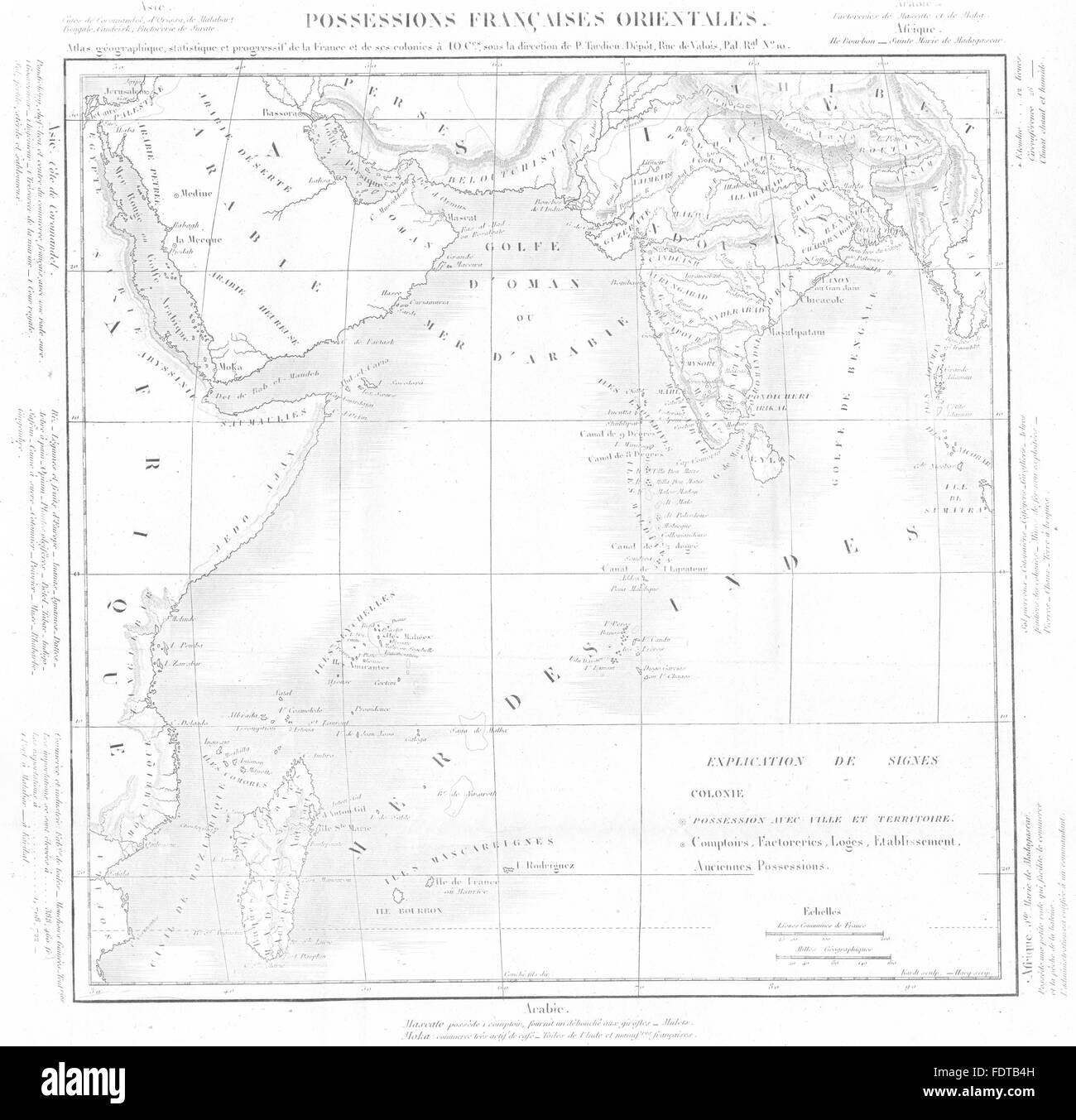 INDIAN OCEAN: Possessions Françaises Orientales. Colonies.Tardieu, 1830 ...
