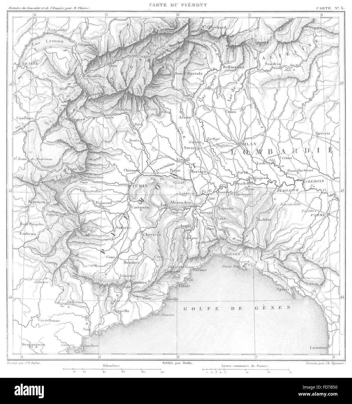 ITALY: Piemonte Piedmont Piémont Alps Alpes Lombardie Lombardy, 1859 ...