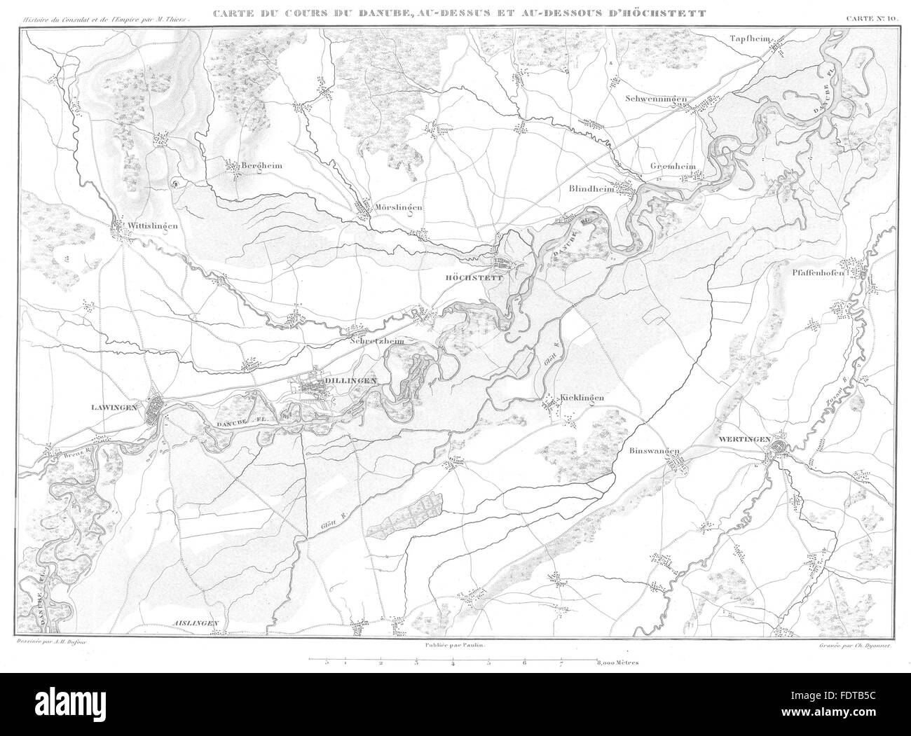 GERMANY:Danube, Hochstadt Dillingen Wertingen Lauingen, 1859 antique ...