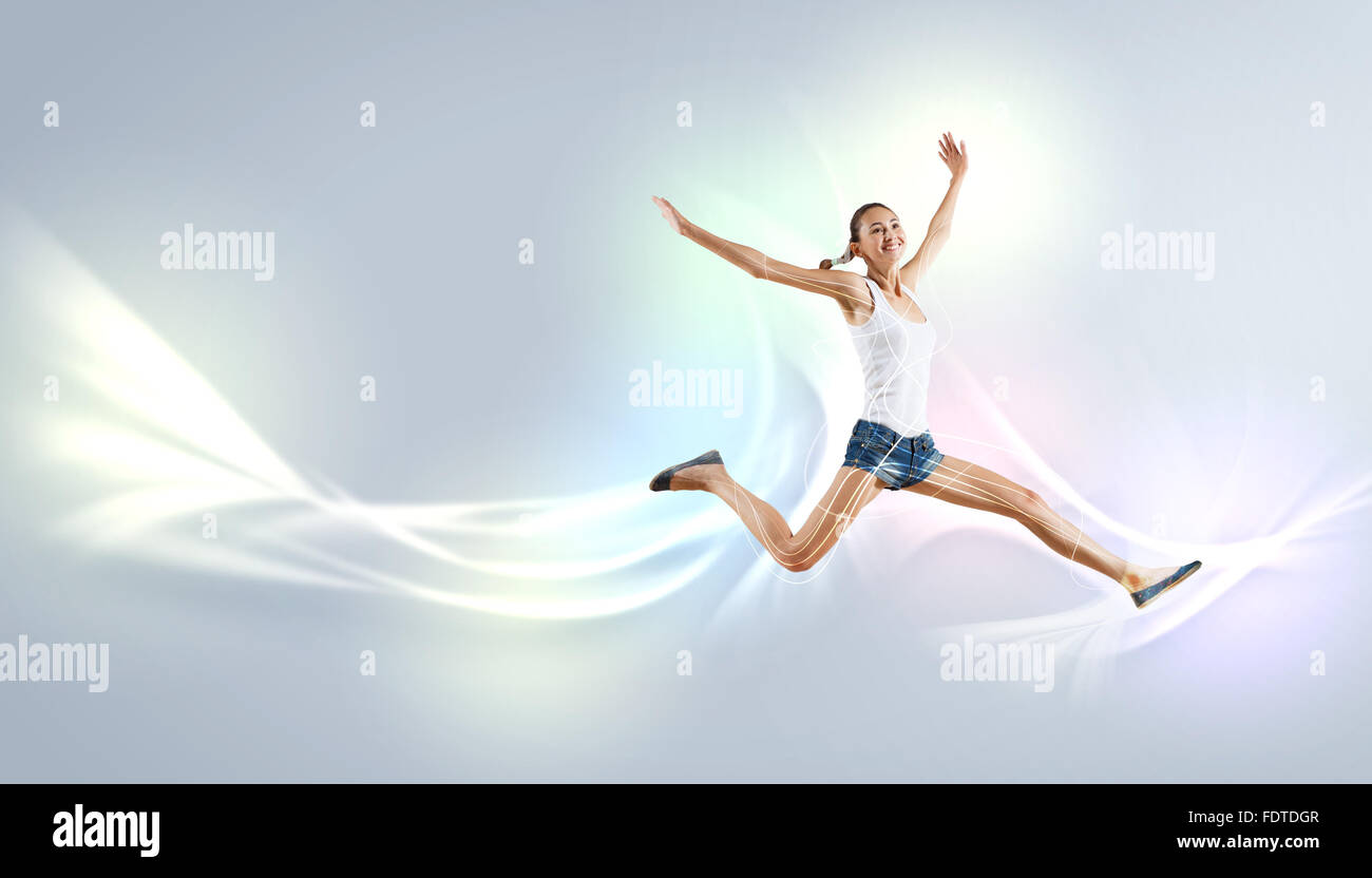Modern style dancer jumping and posing. Illustration Stock Photo - Alamy