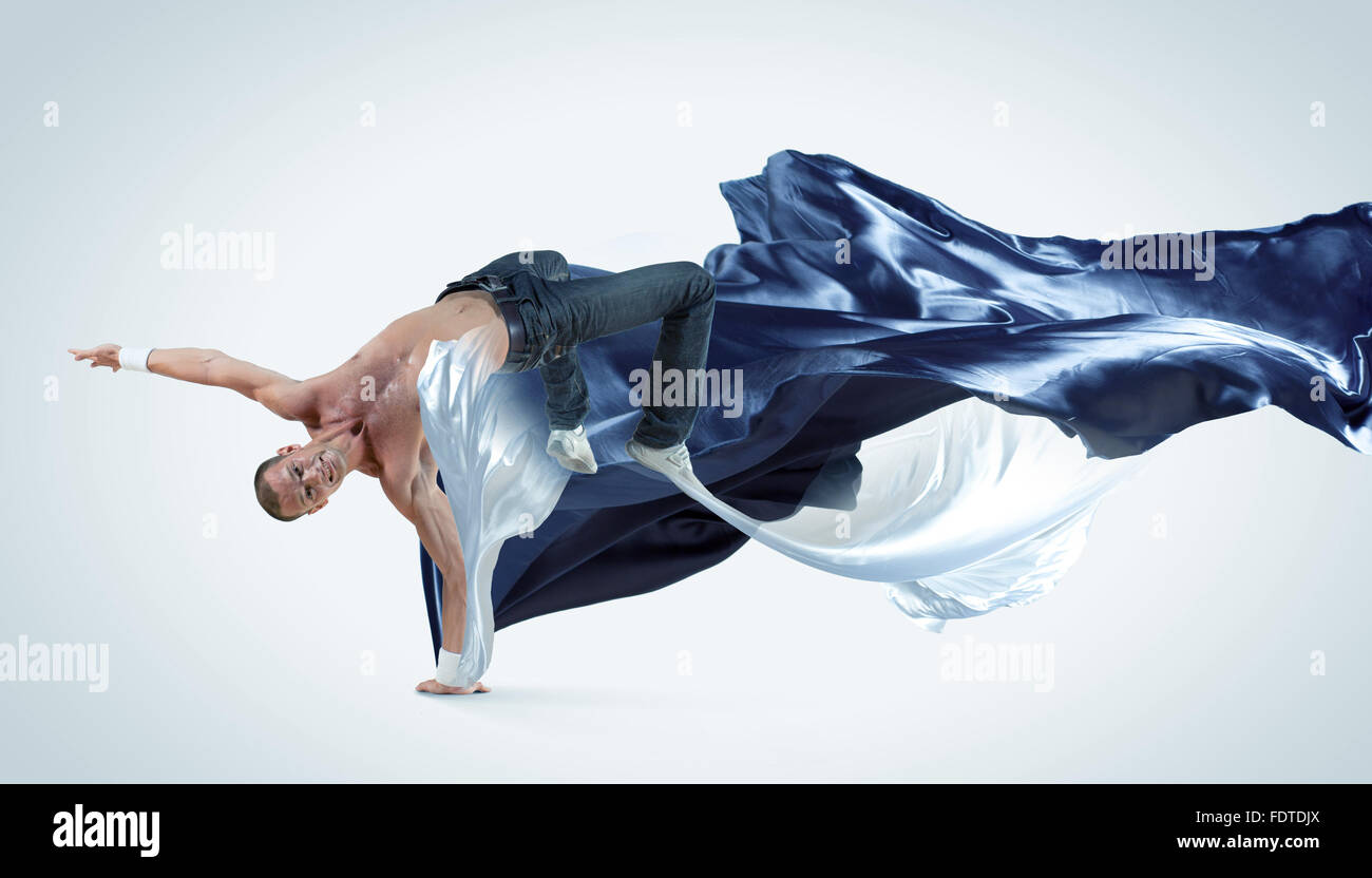 Modern style male dancer jumping and posing. Illustration Stock Photo ...
