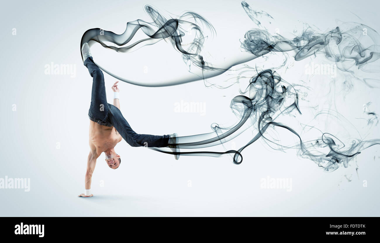 Modern style male dancer jumping and posing. Illustration Stock Photo ...