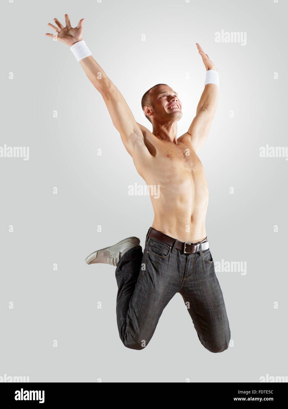 Modern style male dancer jumping and posing. Illustration Stock Photo ...