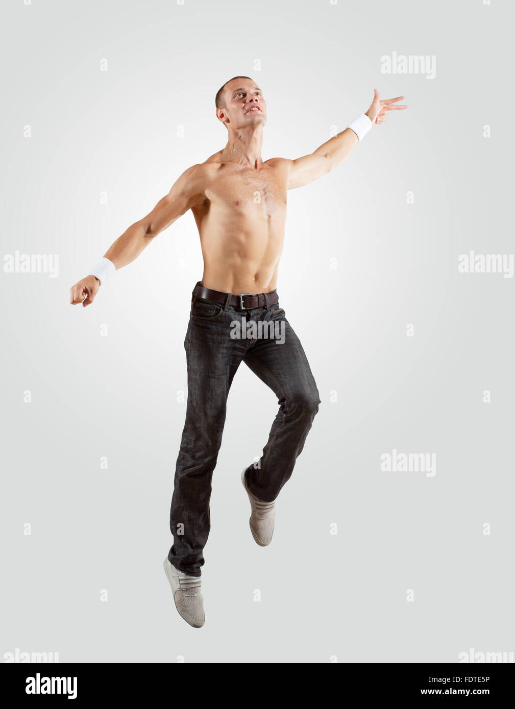 Modern style male dancer jumping and posing. Illustration Stock Photo ...