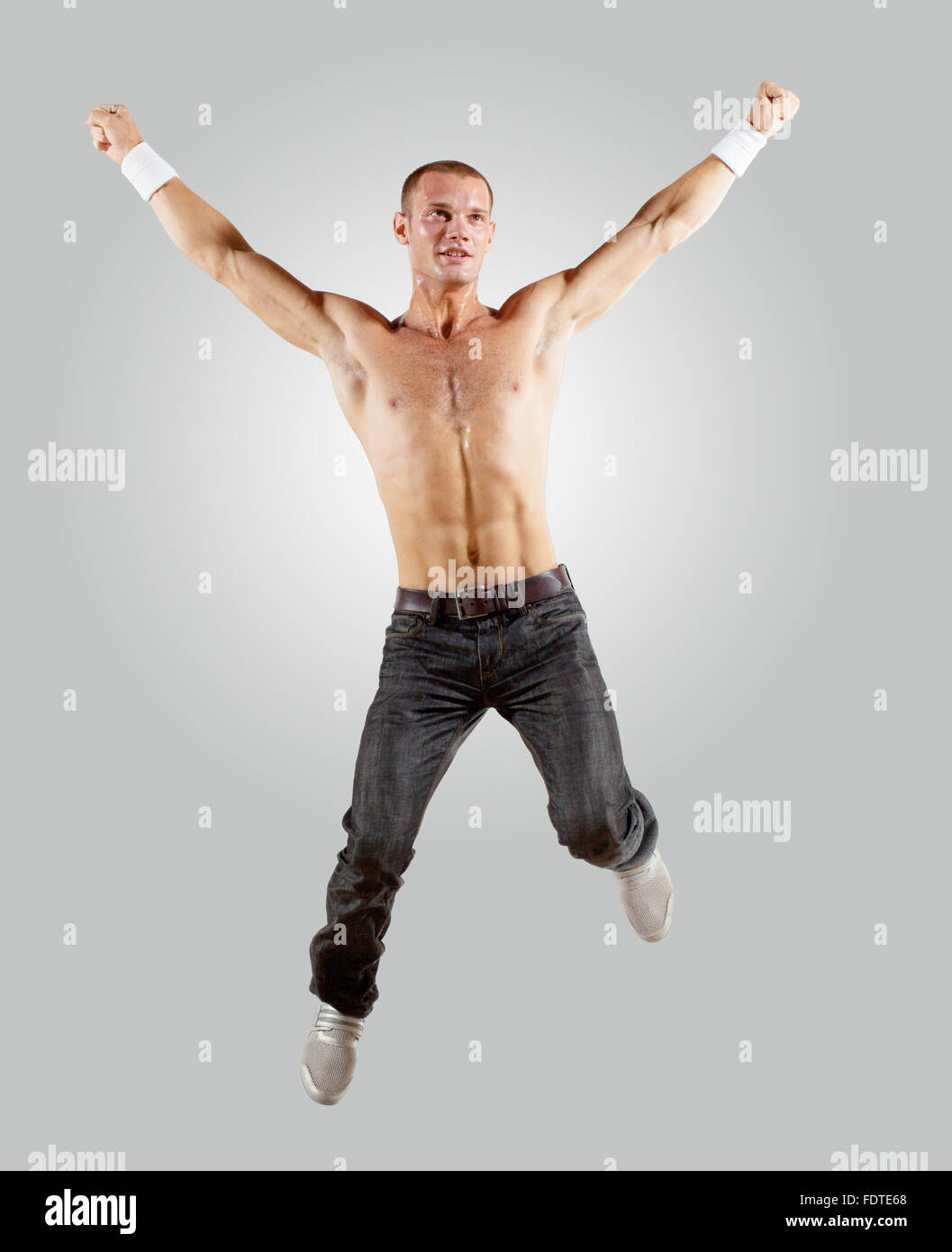 Modern style male dancer jumping and posing. Illustration Stock Photo ...