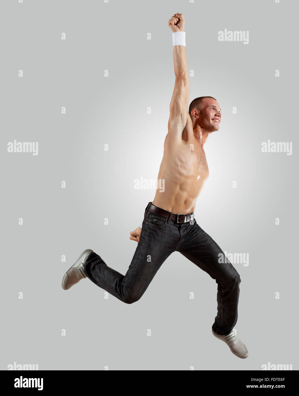 Modern style male dancer jumping and posing. Illustration Stock Photo ...