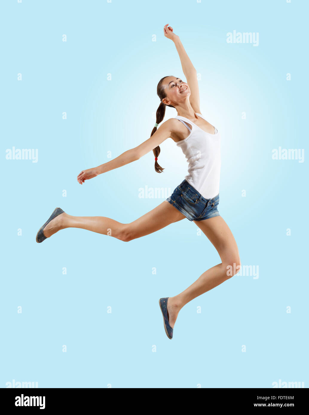 Modern style female dancer jumping and posing. Illustration Stock Photo ...