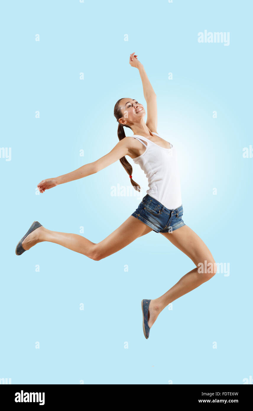 Modern style female dancer jumping and posing. Illustration Stock Photo ...