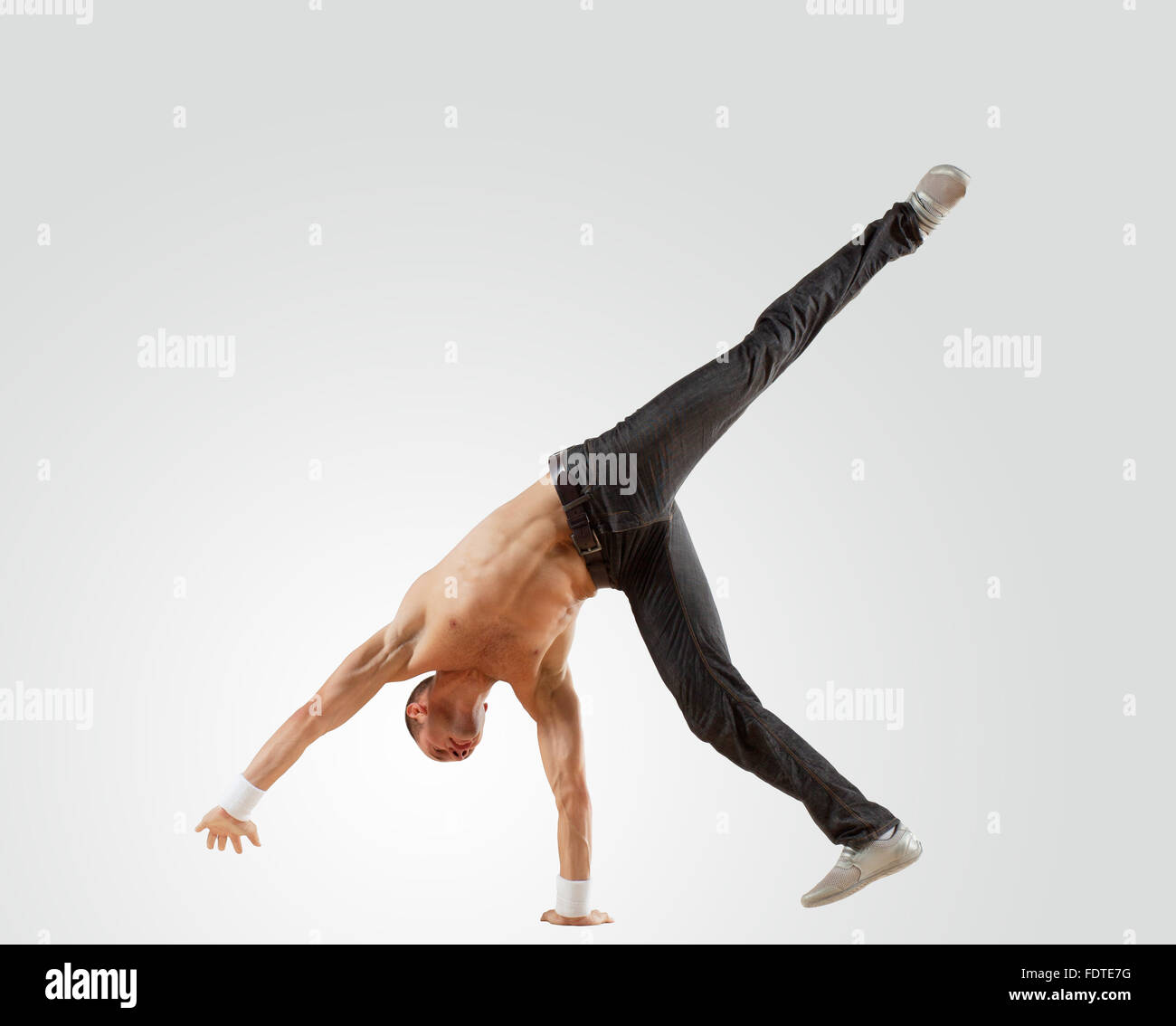 Modern style male dancer jumping and posing. Illustration Stock Photo ...