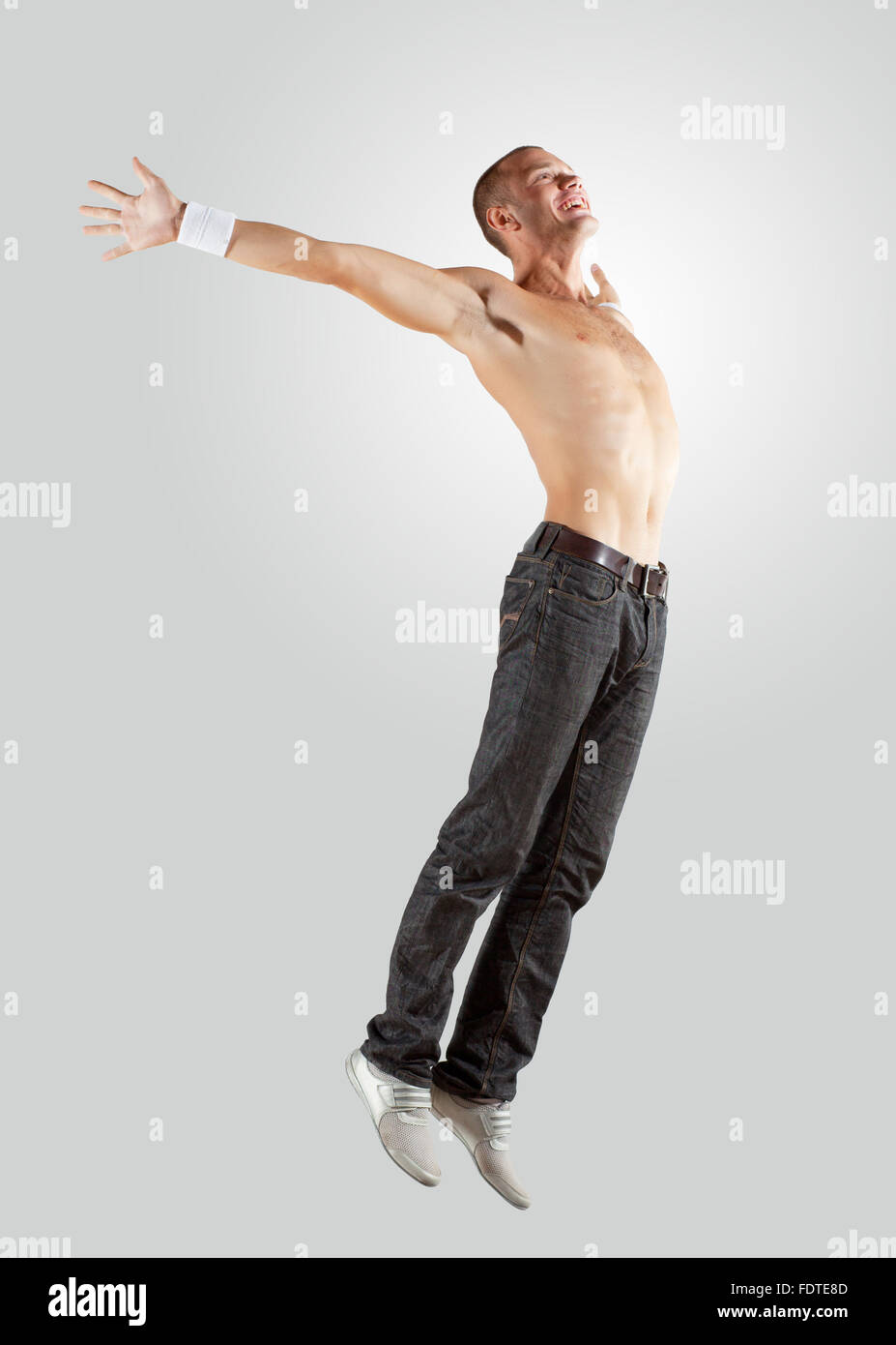 Modern style male dancer jumping and posing. Illustration Stock Photo ...