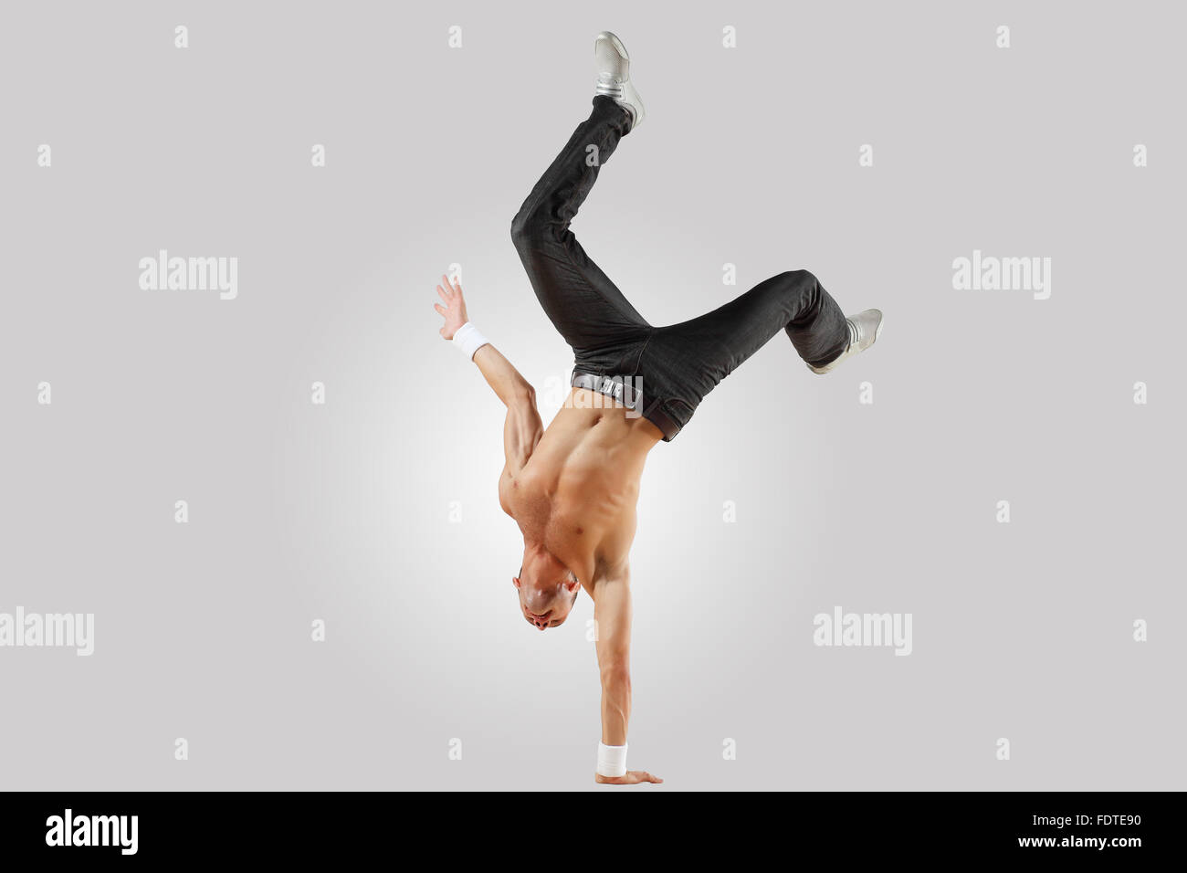 Modern style male dancer jumping and posing. Illustration Stock Photo ...