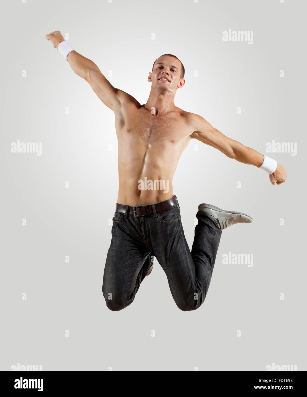 Modern style male dancer jumping and posing. Illustration Stock Photo ...