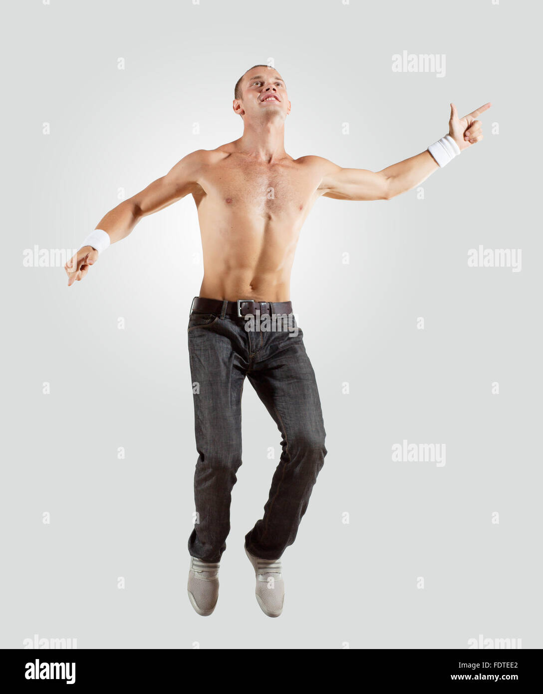 Modern style male dancer jumping and posing. Illustration Stock Photo ...