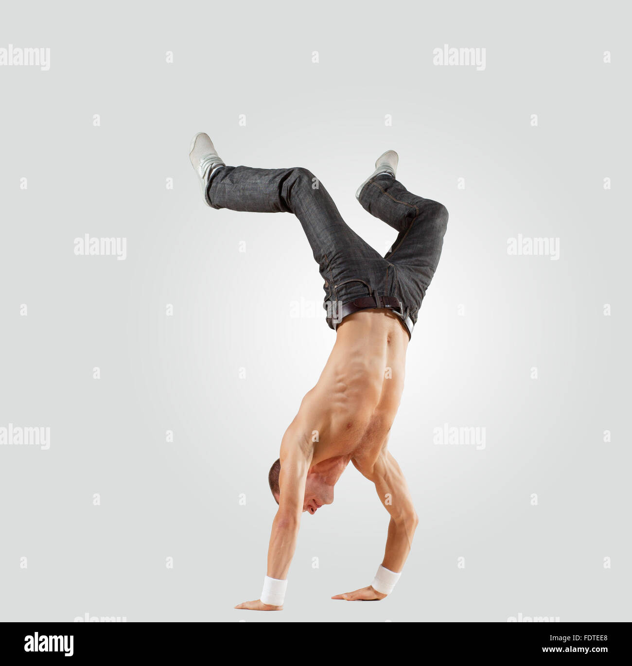 Modern style male dancer jumping and posing. Illustration Stock Photo ...