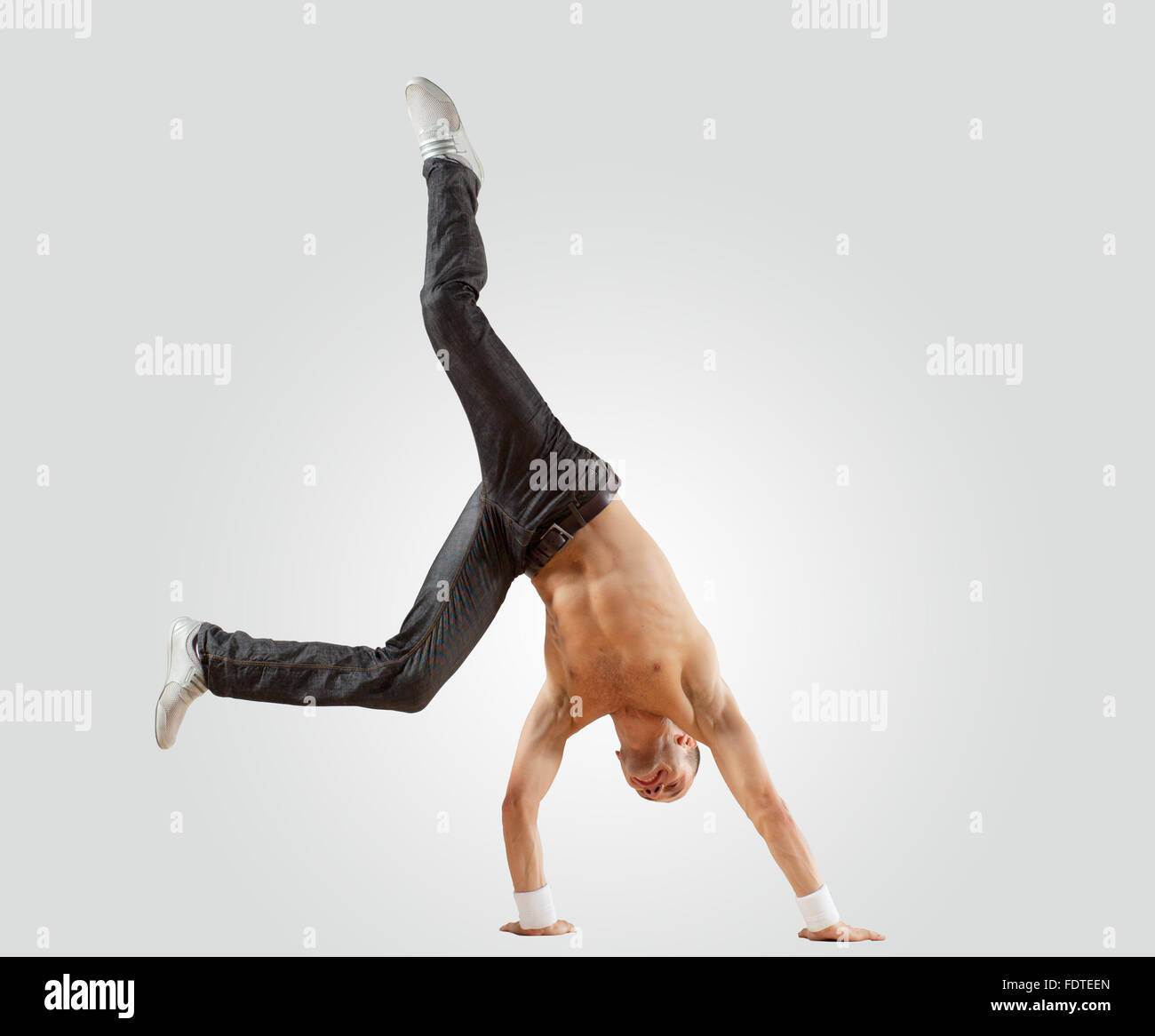 Modern style male dancer jumping and posing. Illustration Stock Photo ...