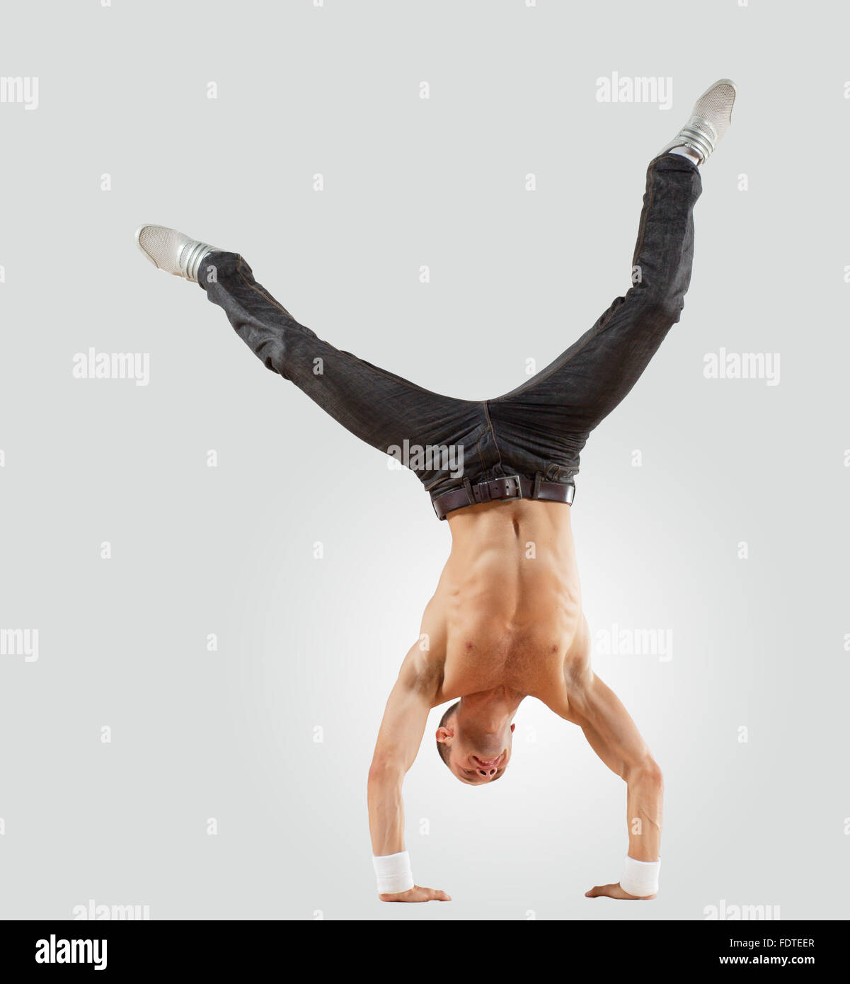 Modern style male dancer jumping and posing. Illustration Stock Photo ...