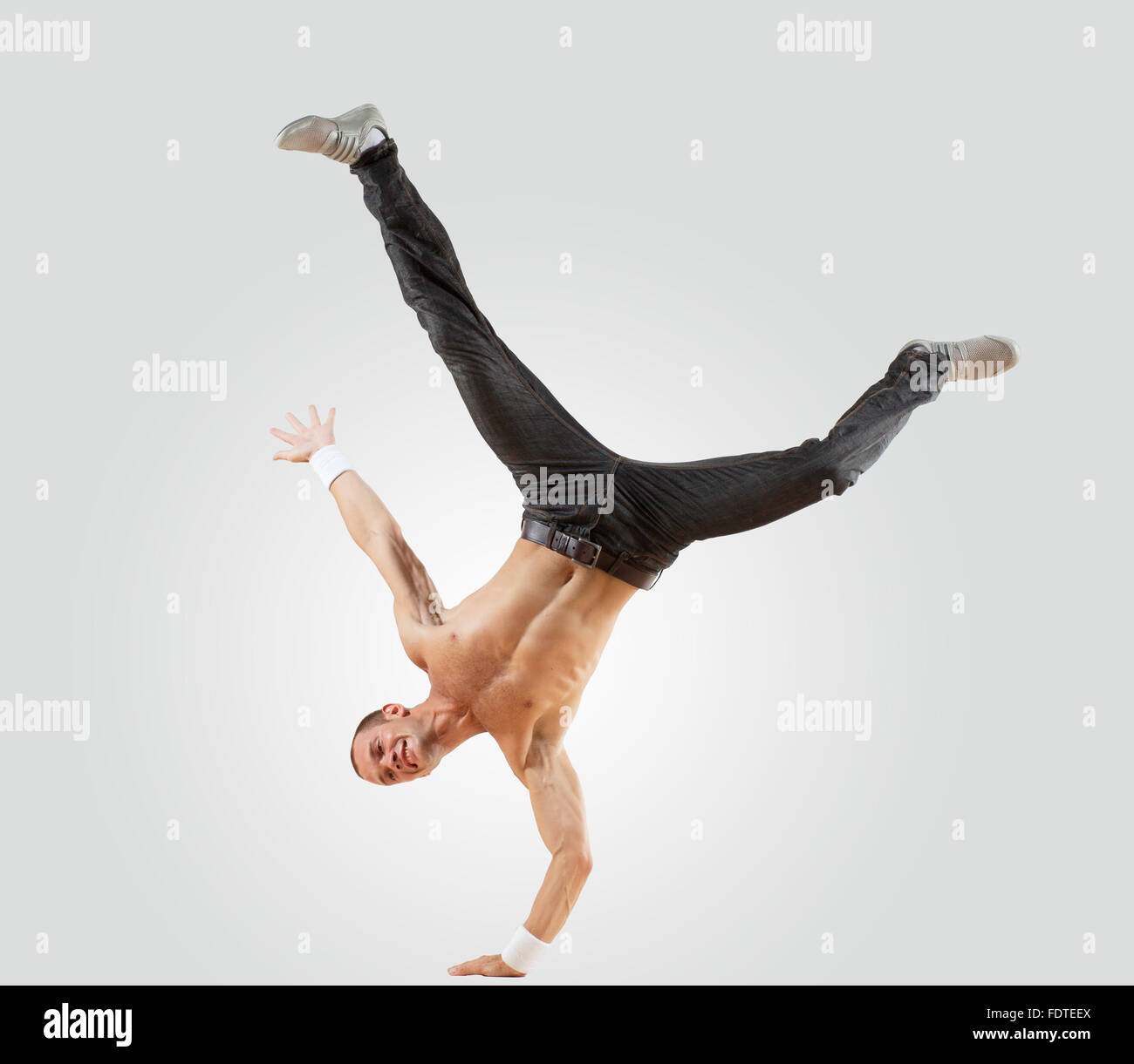 Modern style male dancer jumping and posing. Illustration Stock Photo ...