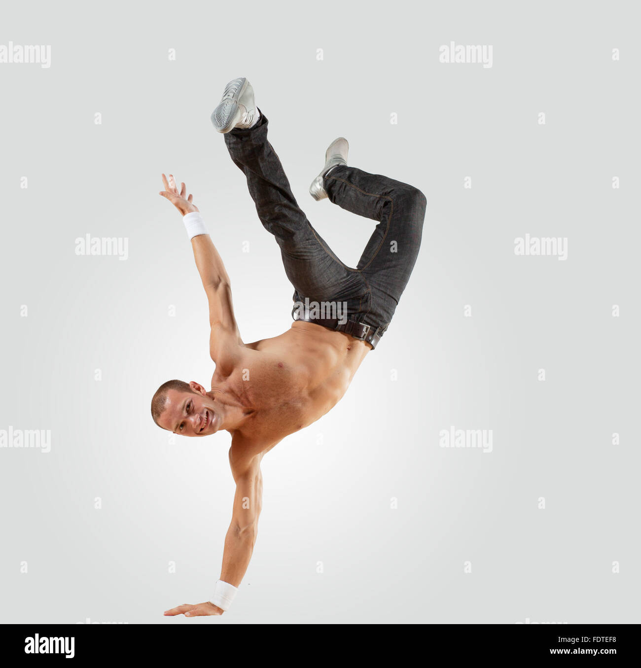 Modern style male dancer jumping and posing. Illustration Stock Photo ...
