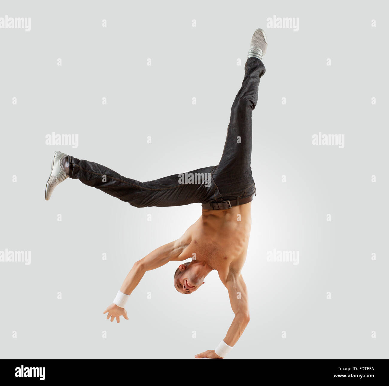 Modern style male dancer jumping and posing. Illustration Stock Photo ...