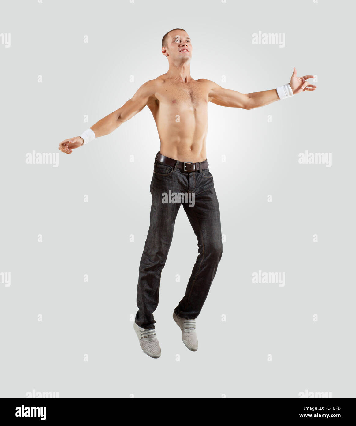 Modern style male dancer jumping and posing. Illustration Stock Photo ...