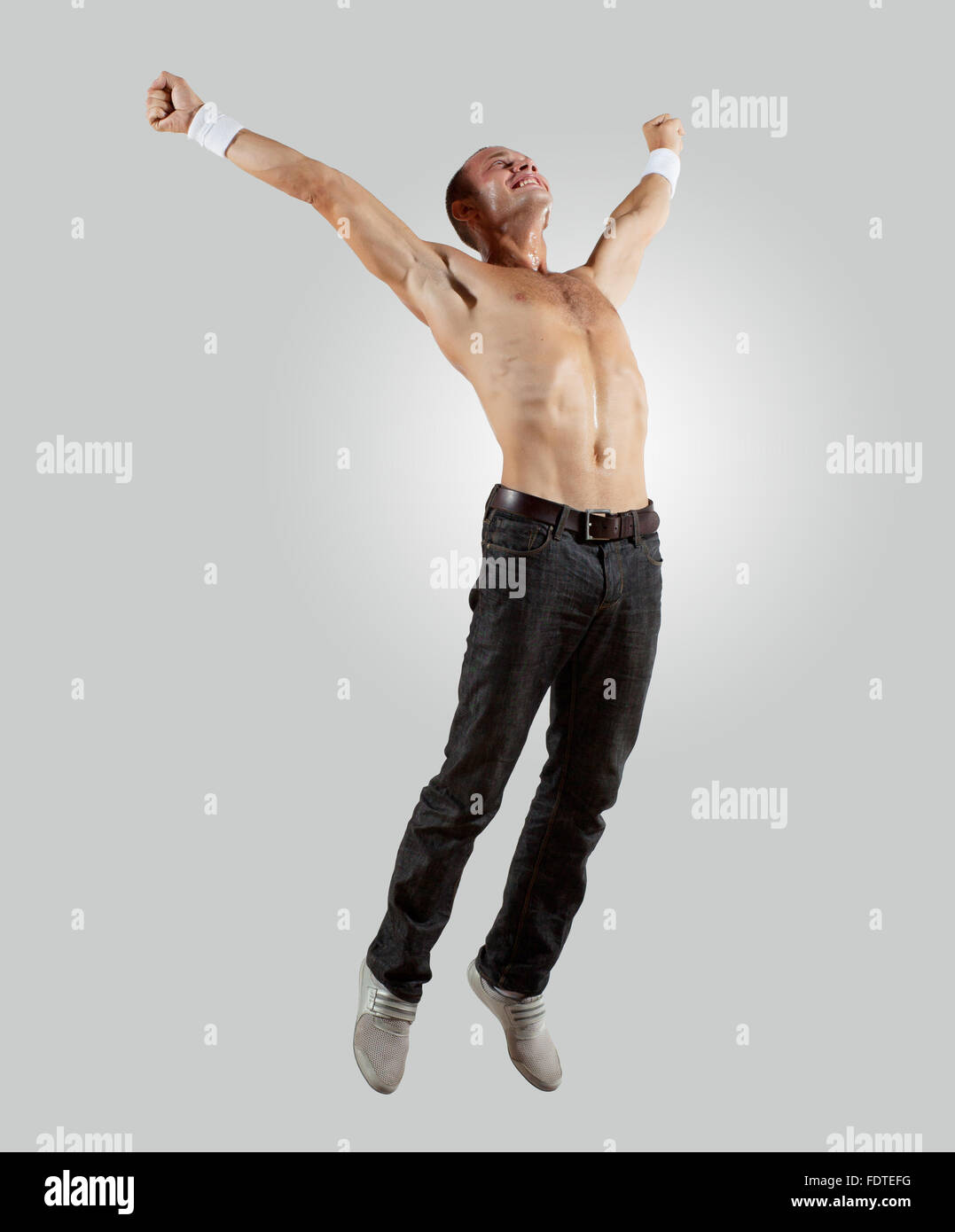 Modern style male dancer jumping and posing. Illustration Stock Photo ...