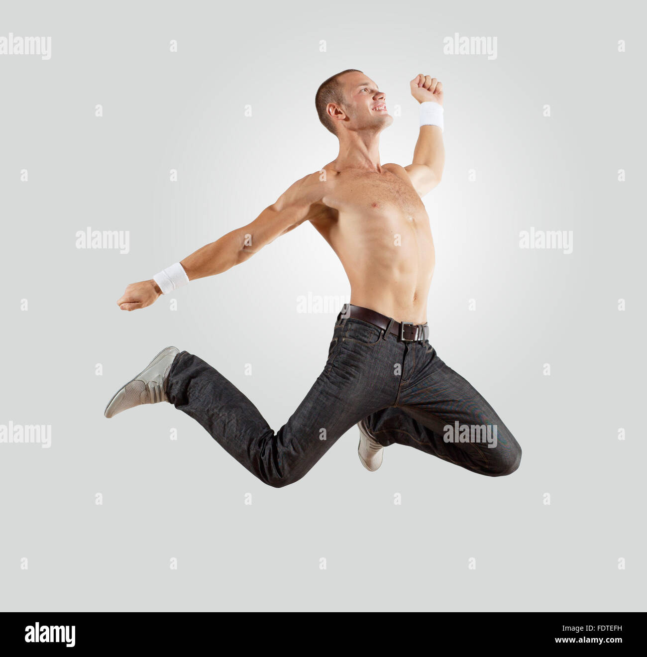 Modern style male dancer jumping and posing. Illustration Stock Photo ...