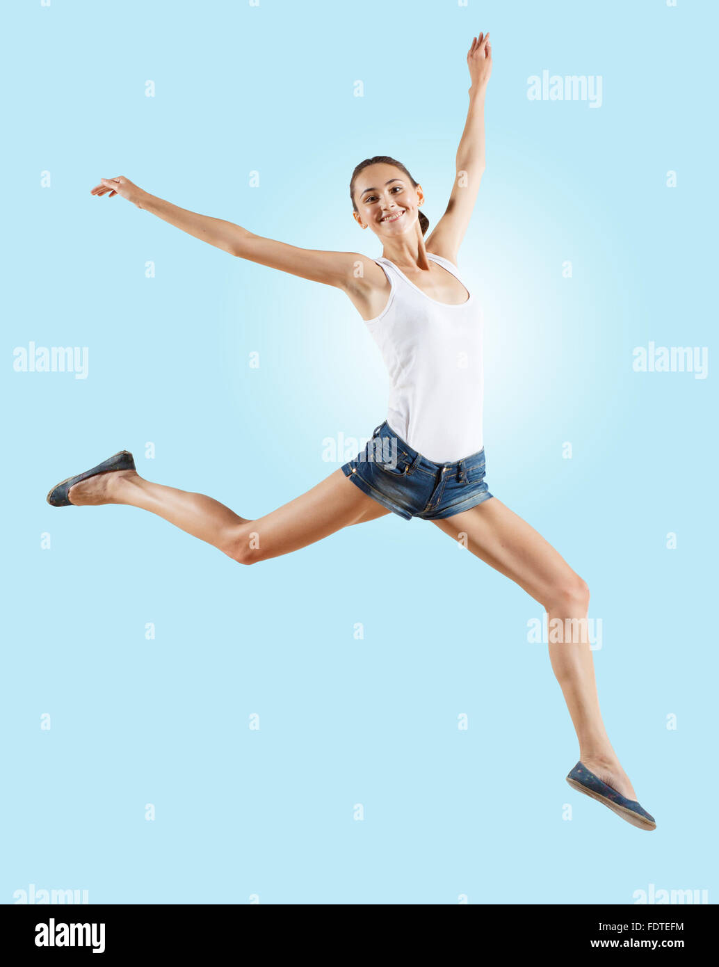 Modern style female dancer jumping and posing. Illustration Stock Photo ...