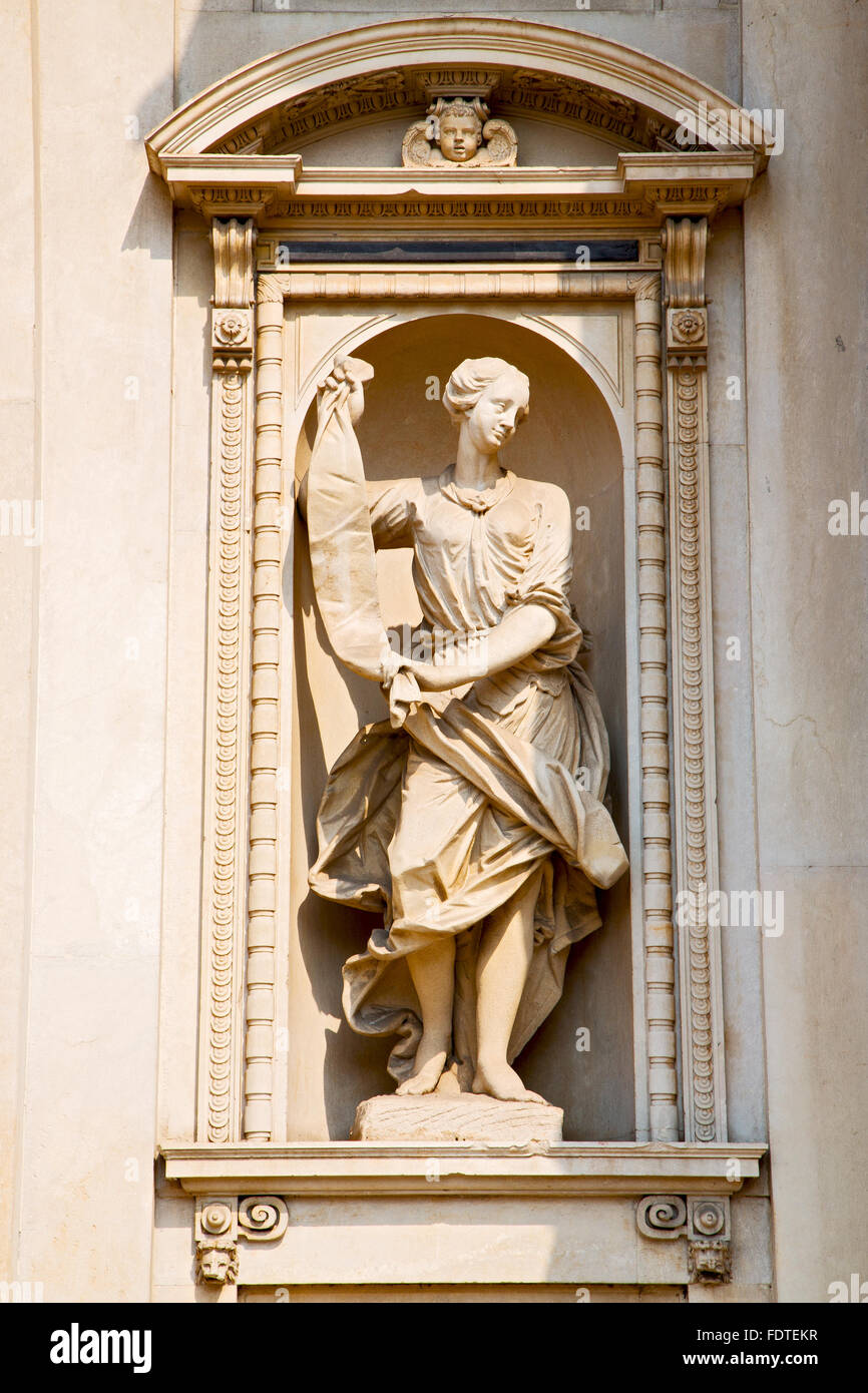 marble in old historical construction italy europe milan and statue ...
