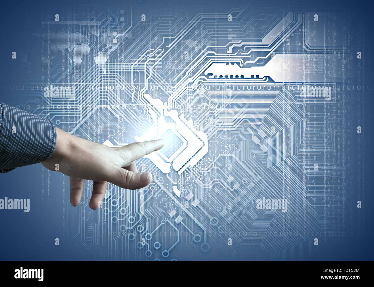 future technology. touch button inerface illustration Stock Photo - Alamy