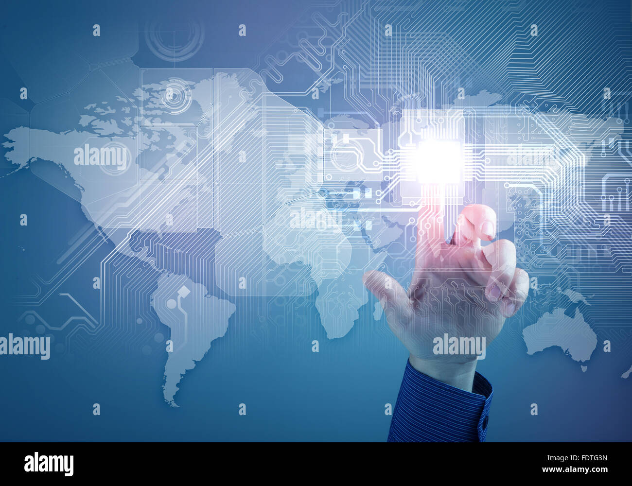 future technology. touch button inerface illustration Stock Photo - Alamy