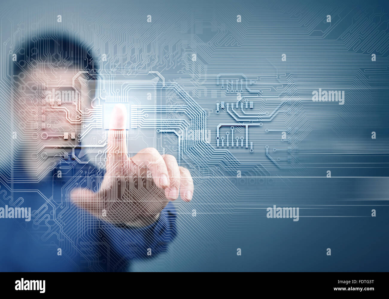 future technology. touch button inerface illustration Stock Photo - Alamy