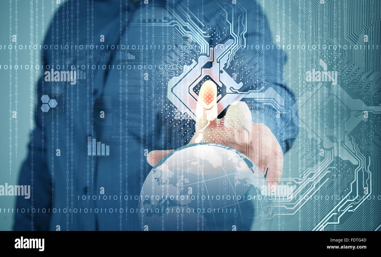 future technology. touch button inerface illustration Stock Photo - Alamy