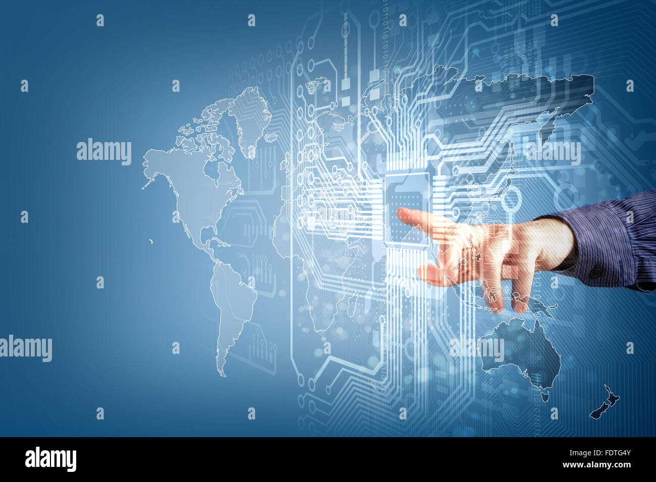 future technology. touch button inerface illustration Stock Photo - Alamy