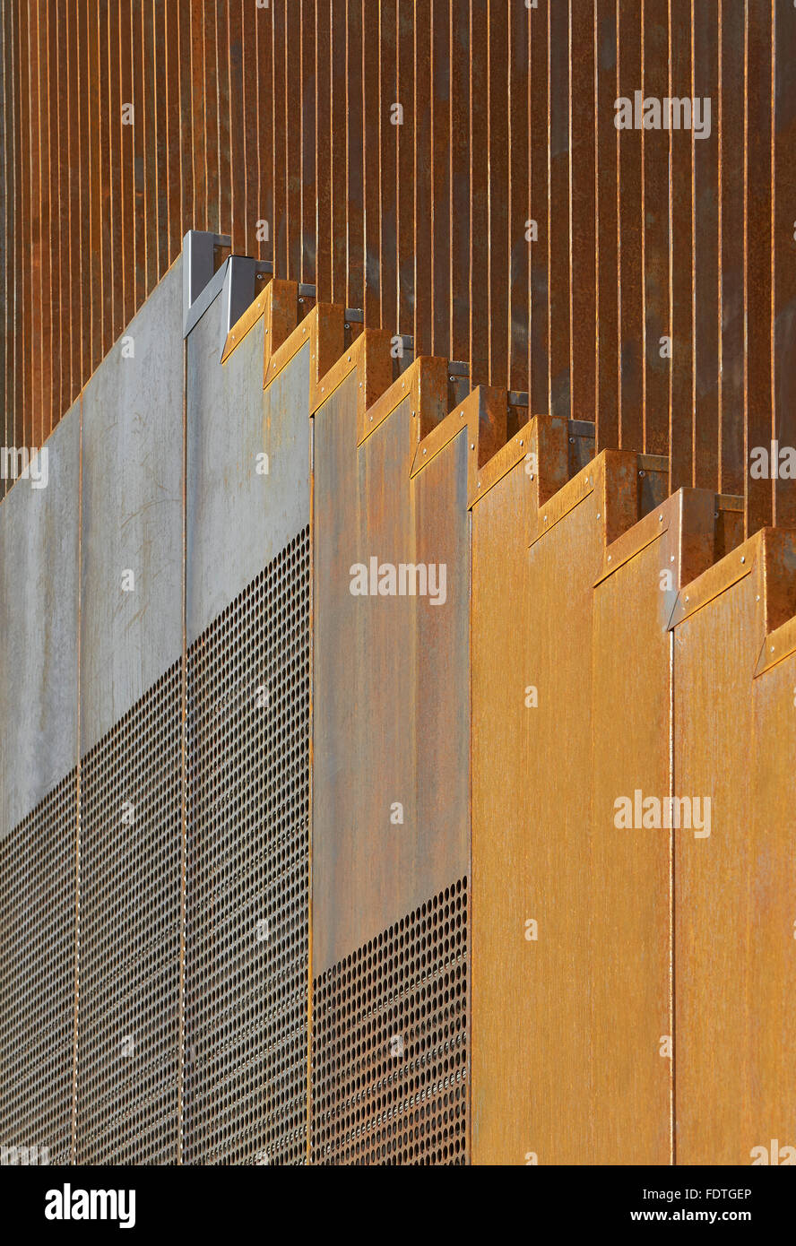 Detail of stairway balustrade and Corten steel cladding. Milan Expo ...